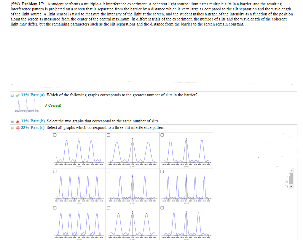 Solved : A student performs a multiple-slit interference | Chegg.com