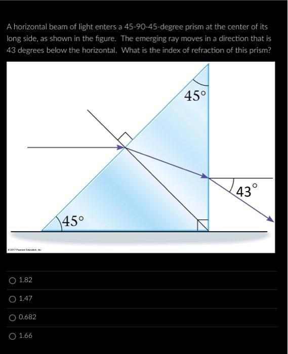 Solved A horizontal beam of light enters a 45-90-45-degree | Chegg.com