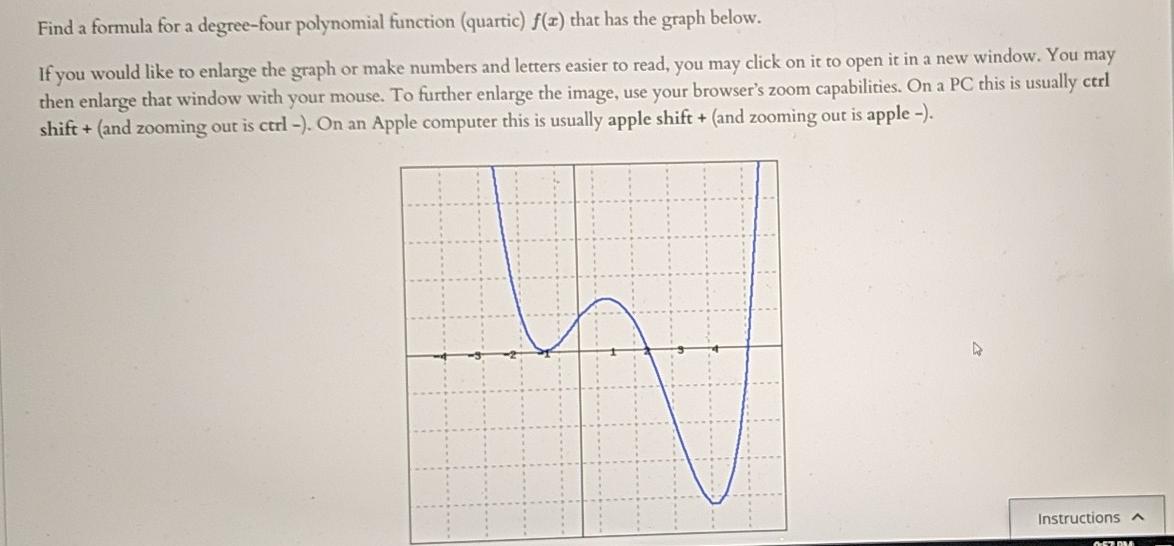 Solved Find a formula for a degree-four polynomial function | Chegg.com