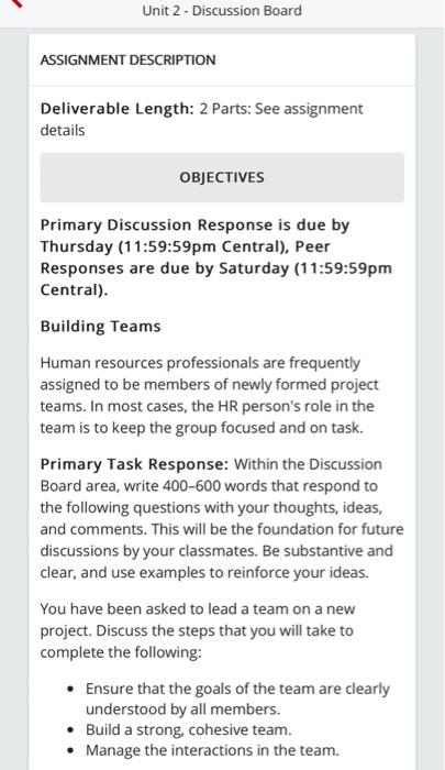 Solved ASSIGNMENT DESCRIPTION Deliverable Length: 2 Parts: | Chegg.com