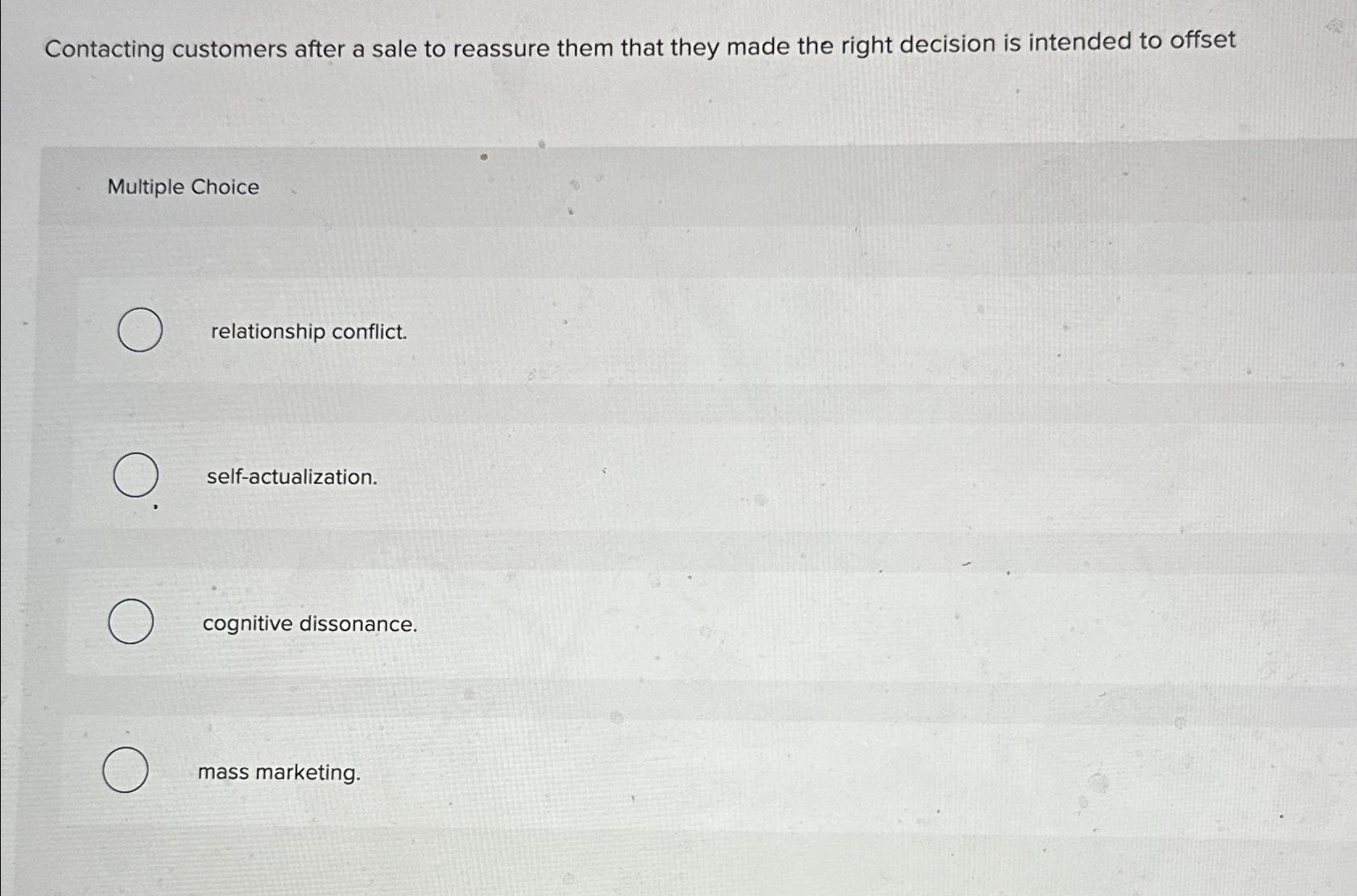 Solved Contacting customers after a sale to reassure them | Chegg.com