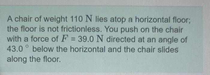 Solved A chair of weight 110 N lies atop a horizontal floor; | Chegg.com