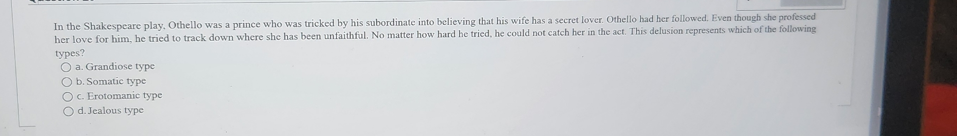 Solved In the Shakespeare play, Othello was a prince who was | Chegg.com