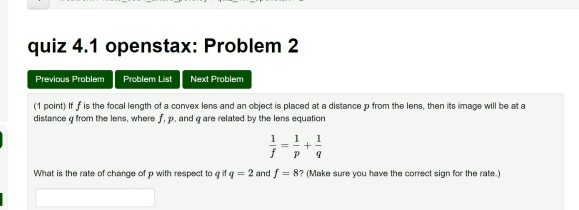 Solved quiz 4.1 openstax: Problem 2 Previous Problem Problem | Chegg.com