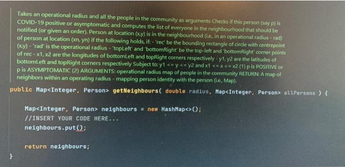 Takes an operational radius and all the people in the | Chegg.com