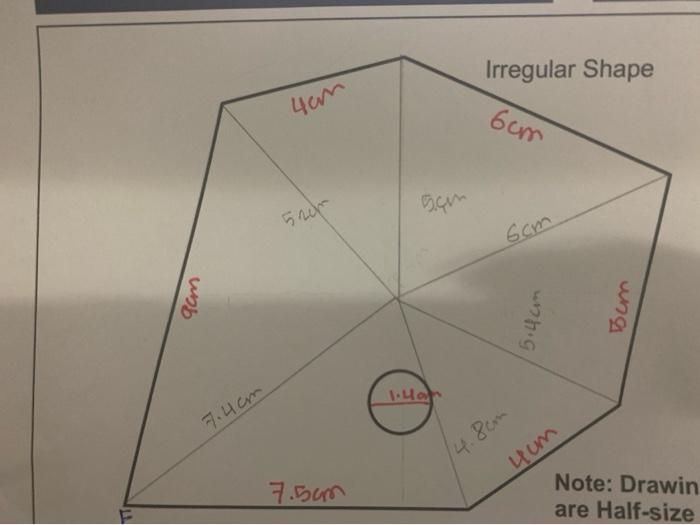 Solved Irregular Shape 4am 6cm Baw 6cm pom 5.4cm bum 7.4cm | Chegg.com