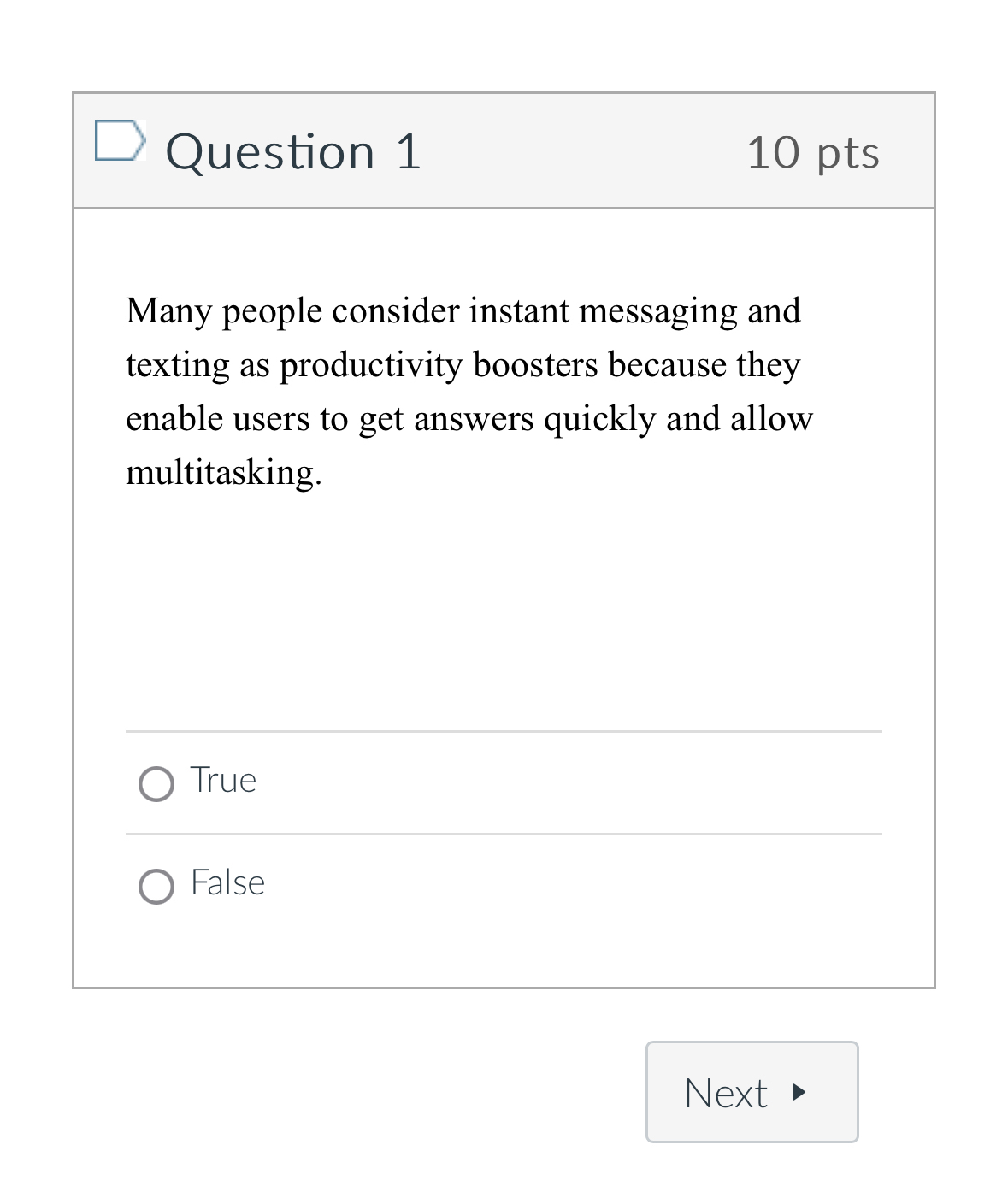 Solved Question 110ptsMany people consider instant messaging | Chegg.com