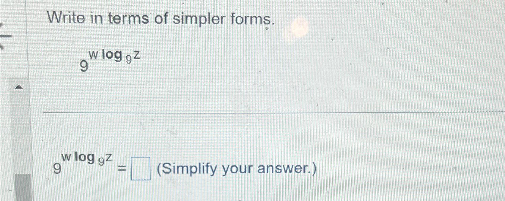 Solved Write in terms of simpler | Chegg.com