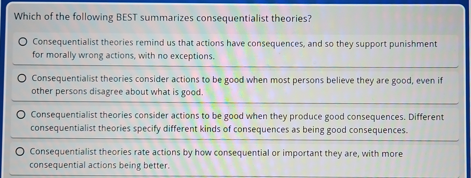 Solved Which of the following BEST summarizes | Chegg.com