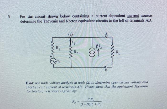 Solved For the circuit shown below containing a | Chegg.com