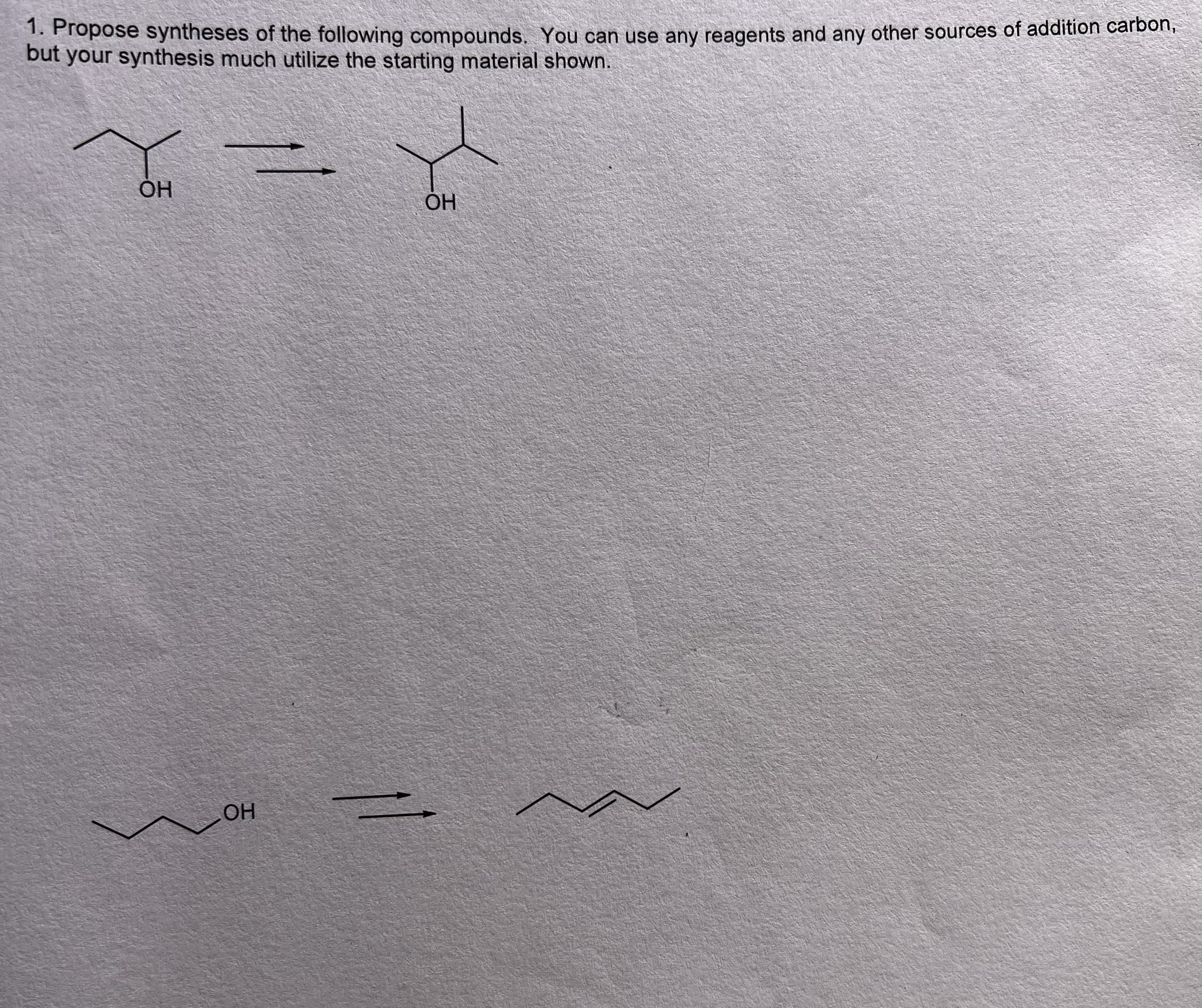 Solved Propose a synthesis for the following compounds 1. | Chegg.com