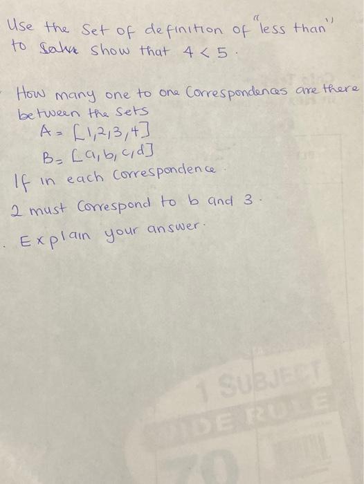 Solved Use the set of definition of less than' to take show | Chegg.com