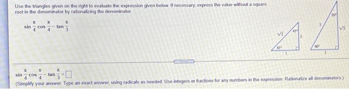Solved Use the triangles given on the right to evaluate the | Chegg.com