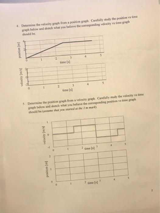 Solved 4. Determine the velocity graph from a position | Chegg.com