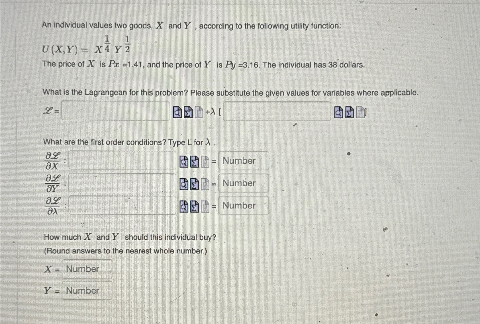 Solved An individual values two goods, x ﻿and Y, ﻿according | Chegg.com