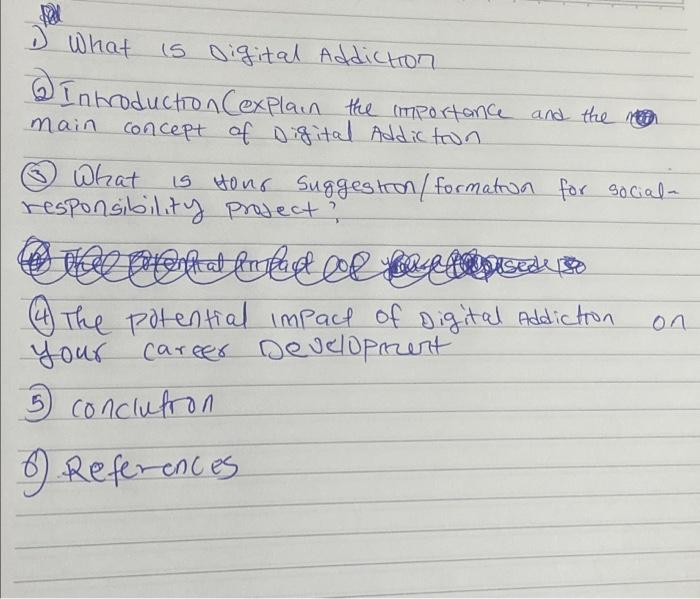 Solved 1 What is Digital Addiction ) Introduction (explain | Chegg.com