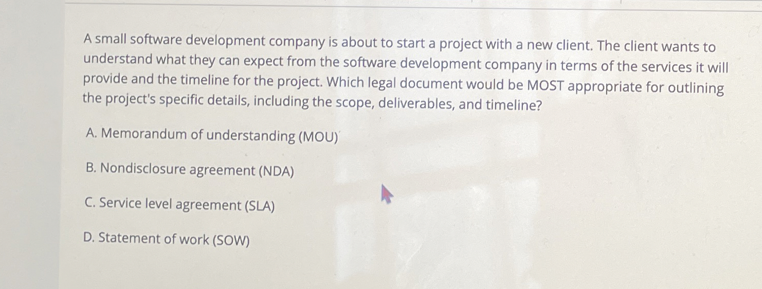 Solved A small software development company is about to | Chegg.com
