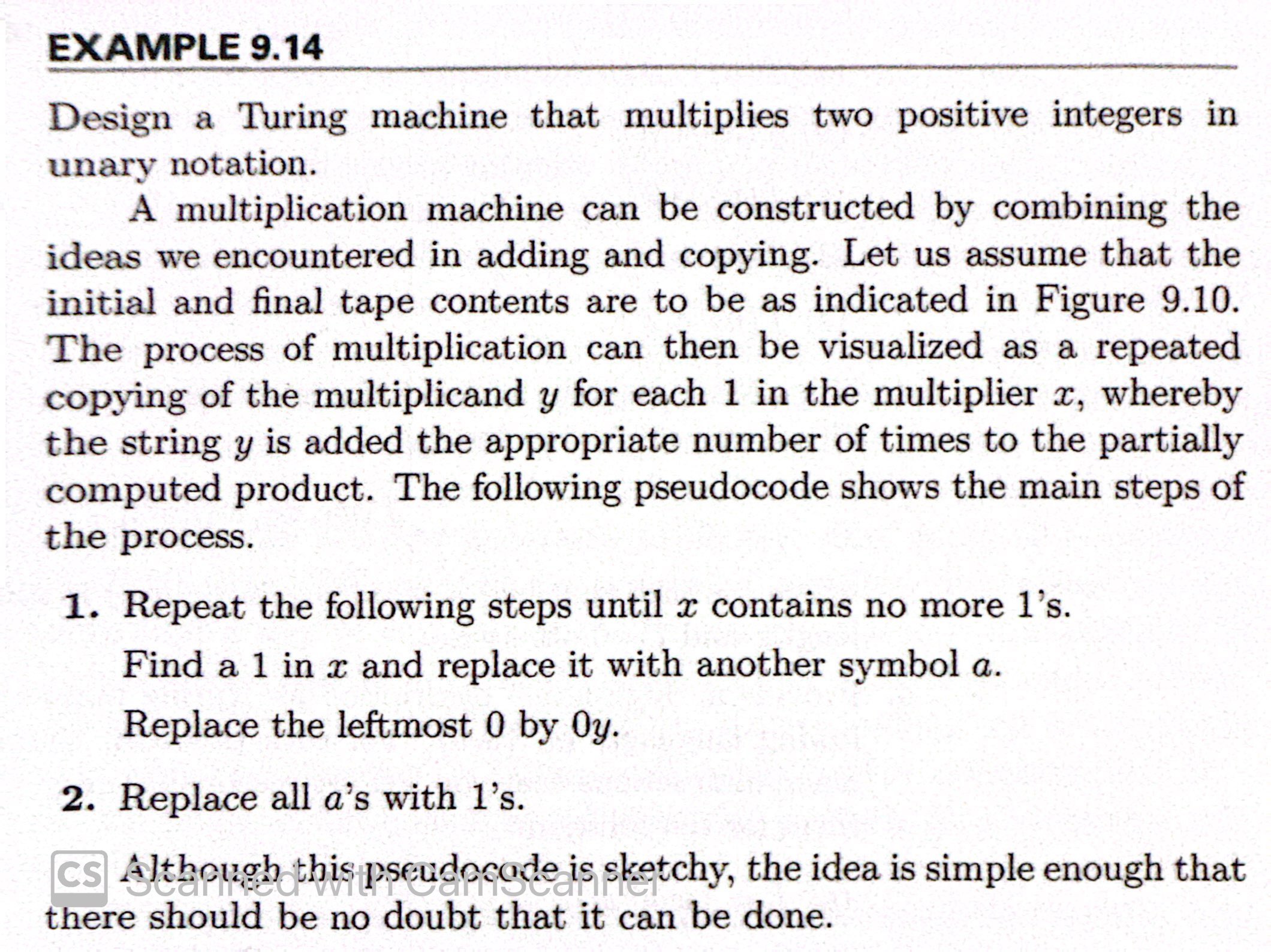 Solved EXAMPLE 9.14Design a Turing machine that multiplies | Chegg.com