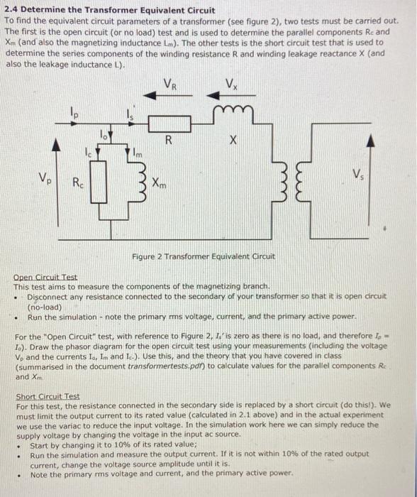 Solved 2.4 Determine the Transformer Equivalent Circuit To | Chegg.com