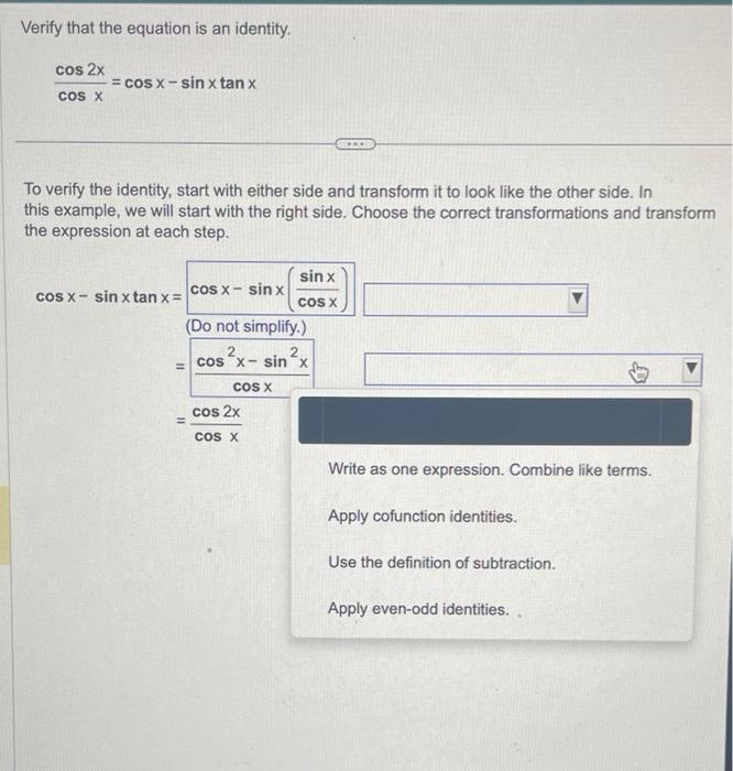 Solved Verify that the equation is an identity. | Chegg.com