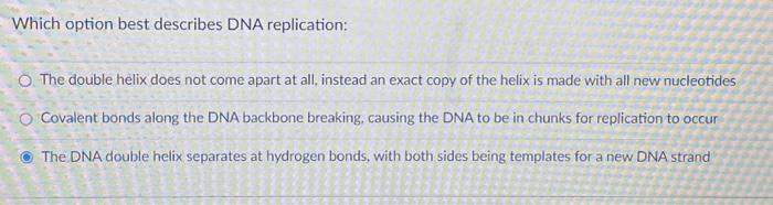 Which option best describes DNA replication: The | Chegg.com