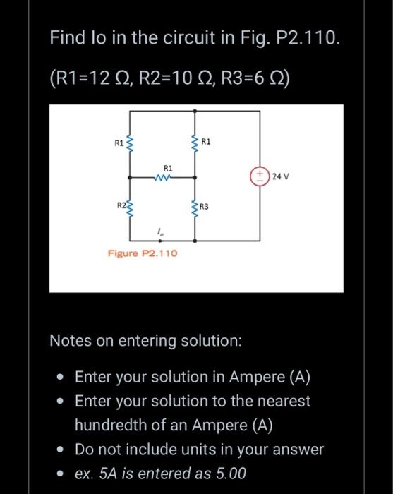 Solved Find lo in the circuit in Fig. P2.110. | Chegg.com