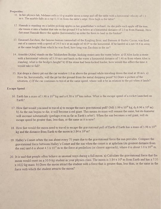 Solved 04 Gravity, Projectiles \&: Satellites Practice | Chegg.com