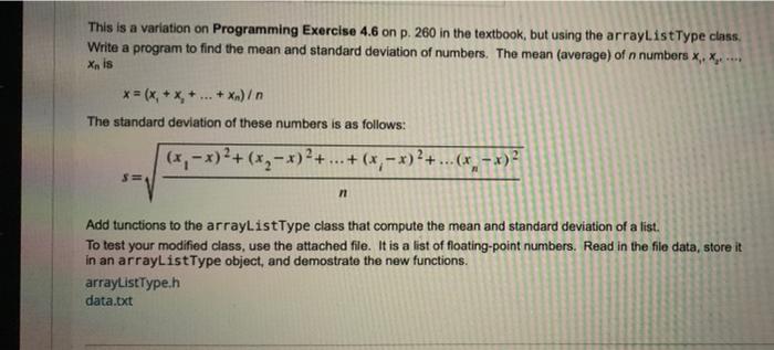 Solved This is a variation on Programming Exercise 4.6 on p. | Chegg.com