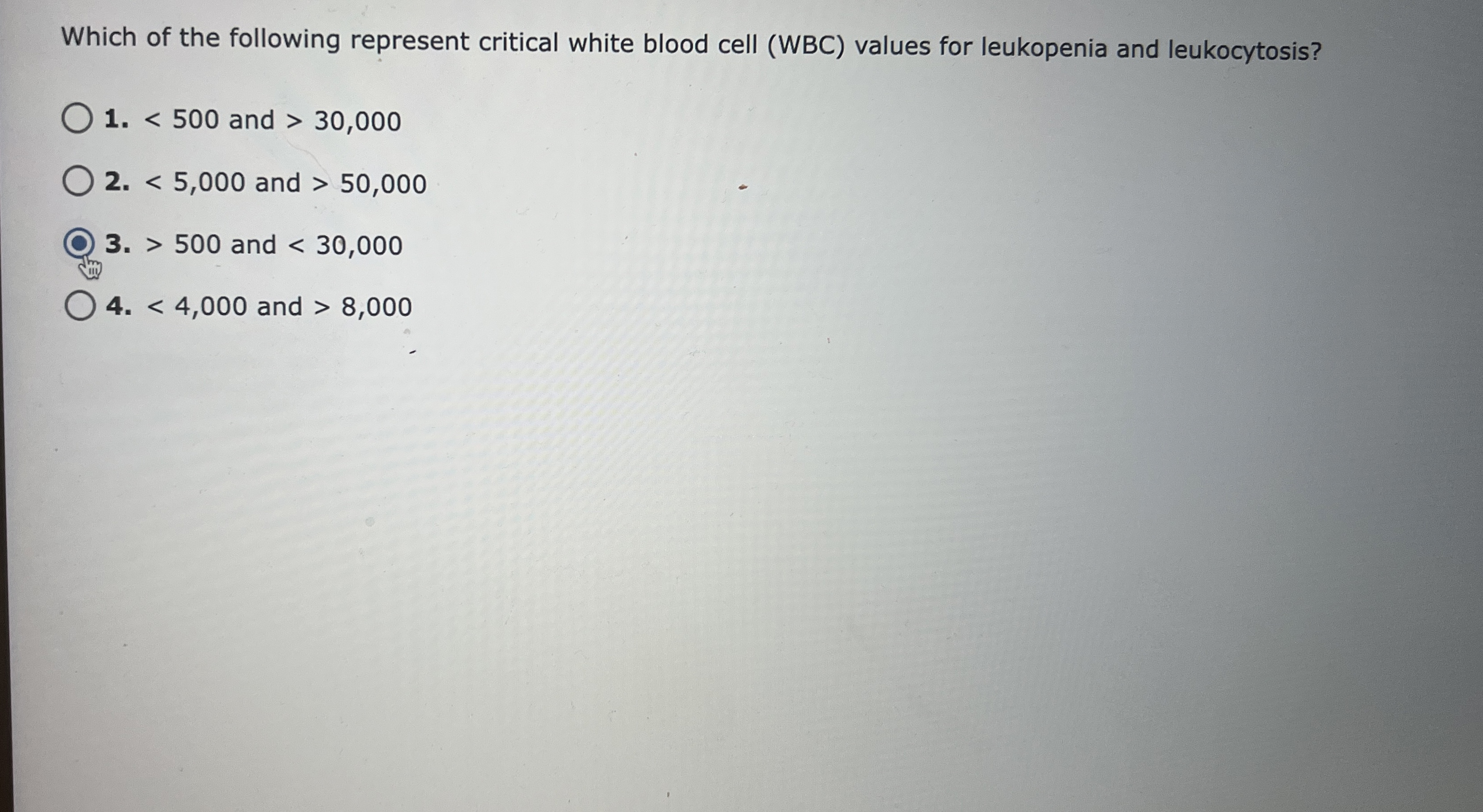 Solved Which of the following represent critical white blood | Chegg.com