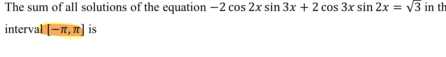 Solved The sum of all solutions of the equation | Chegg.com