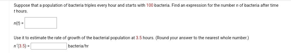 Solved Suppose that a population of bacteria triples every | Chegg.com