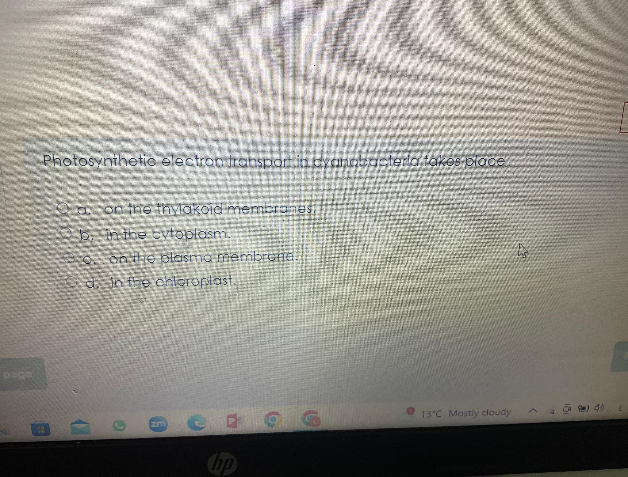 Solved Photosynthetic electron transport in cyanobacteria | Chegg.com