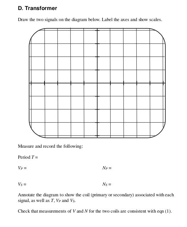 Solved D. Transformer Draw the two signals on the diagram | Chegg.com