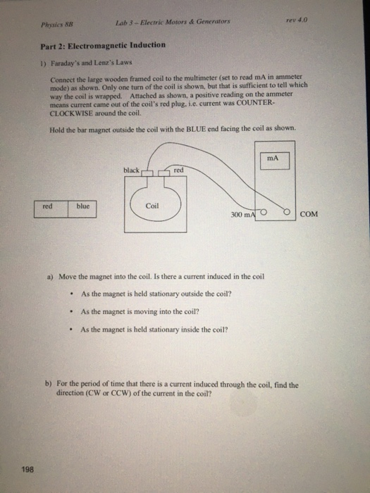 Solved Physics 88 Lab 3 - Electric Motors & Generators rev | Chegg.com