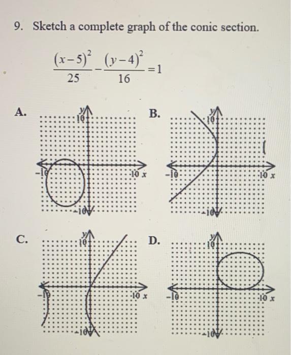 Solved 9. Sketch a complete graph of the conic section. ( (x | Chegg.com