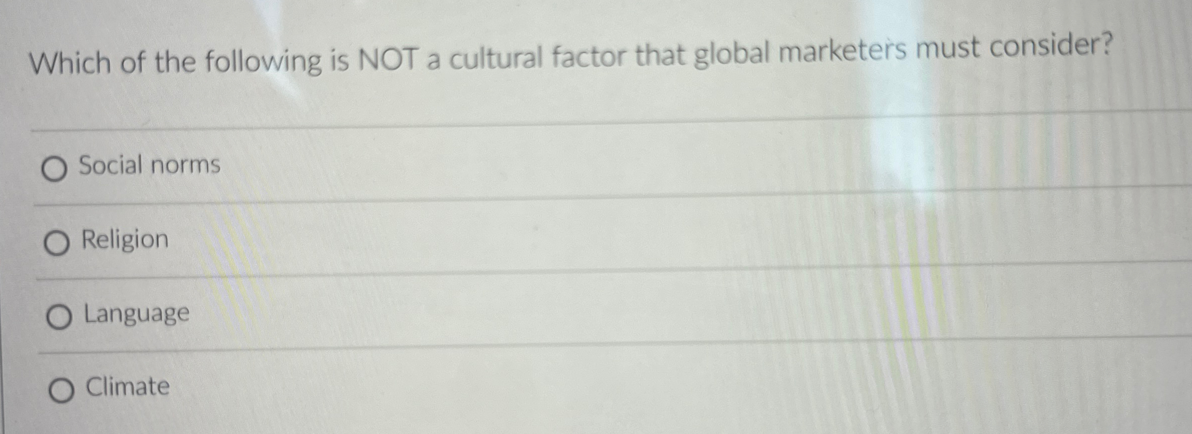 Solved Which of the following is NOT a cultural factor that | Chegg.com