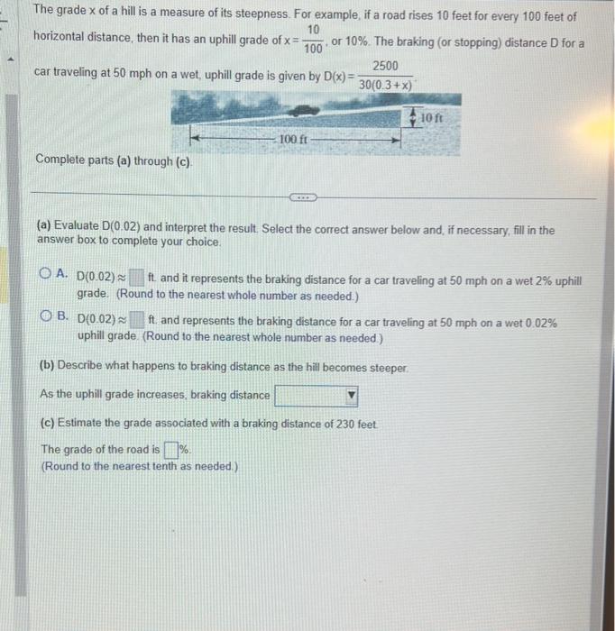 Solved The grade x of a hill is a measure of its steepness. | Chegg.com