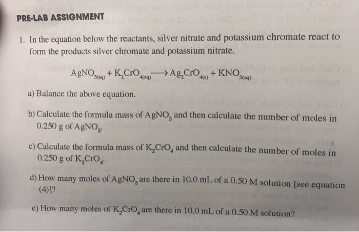 Solved PRE-LAB ASSIGNMENT 1. In the equation below the | Chegg.com