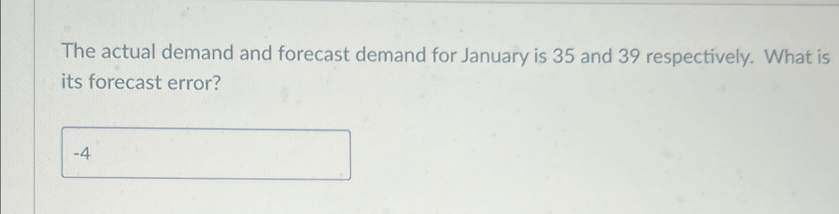 Solved The actual demand and forecast demand for January is | Chegg.com