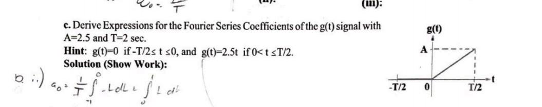 Solved c. Derive Expressions for the Fourier Series | Chegg.com