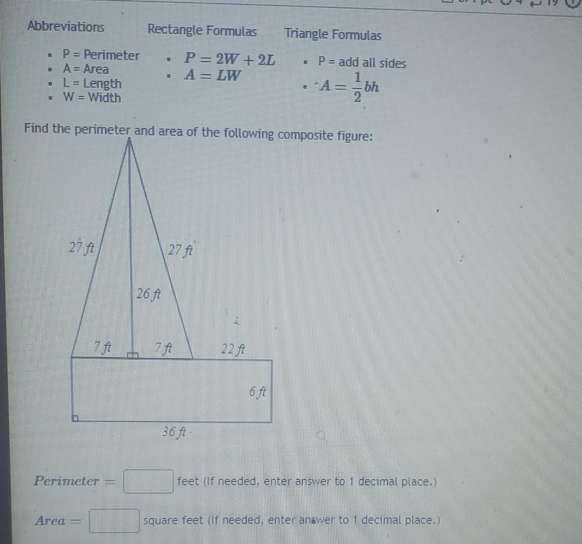 Solved Abbreviations Surface Area SA= Surface Area L = | Chegg.com