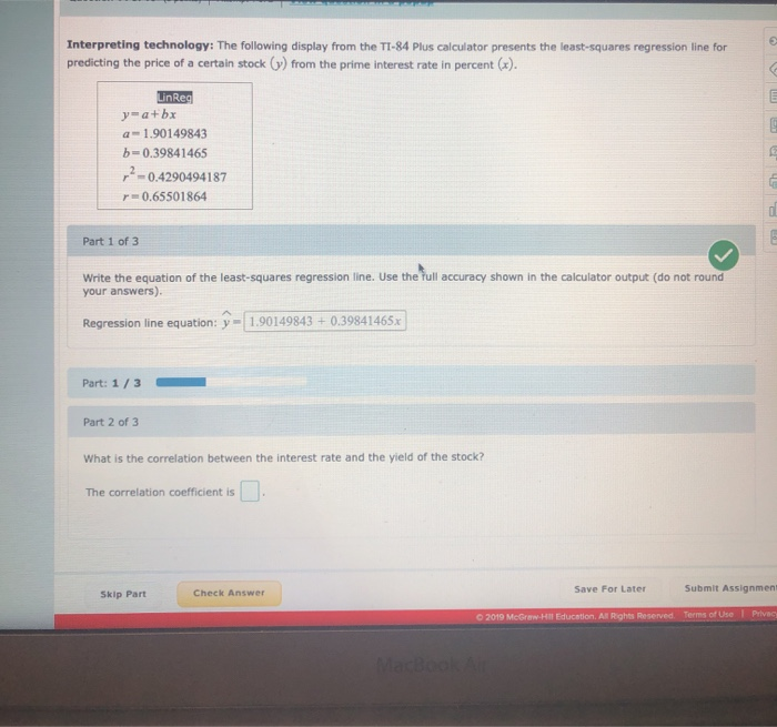Solved Interpreting technology: The following display from | Chegg.com