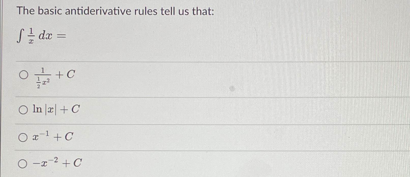 Solved The basic antiderivative rules tell us | Chegg.com