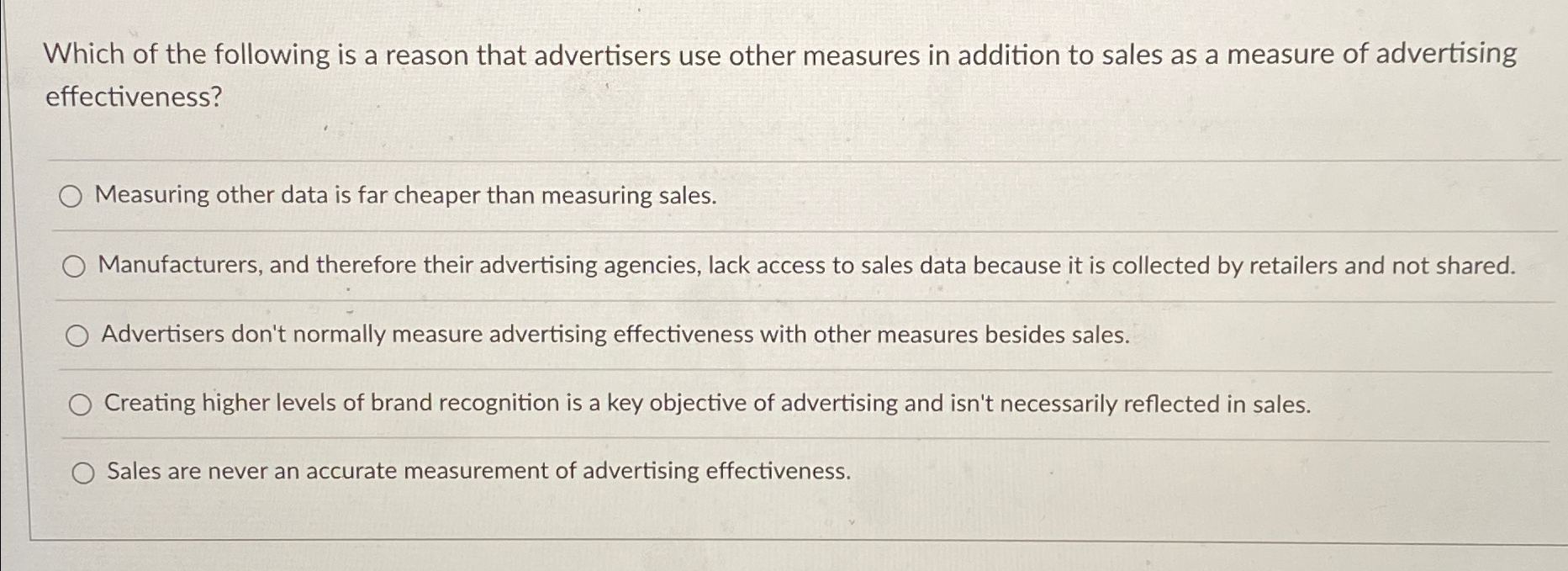 Solved Which of the following is a reason that advertisers | Chegg.com