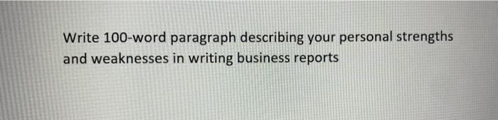 Solved Write 100-word paragraph describing your personal | Chegg.com
