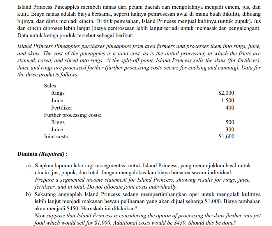 Solved IV. ﻿Short Run Decision Making – ﻿Further Processing | Chegg.com