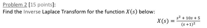 Solved Find the Inverse Laplace Transform for the function | Chegg.com