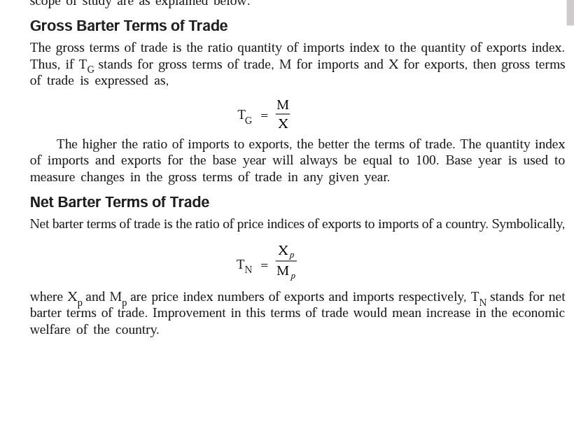 Solved Gross Barter Terms of Trade The gross terms of trade | Chegg.com