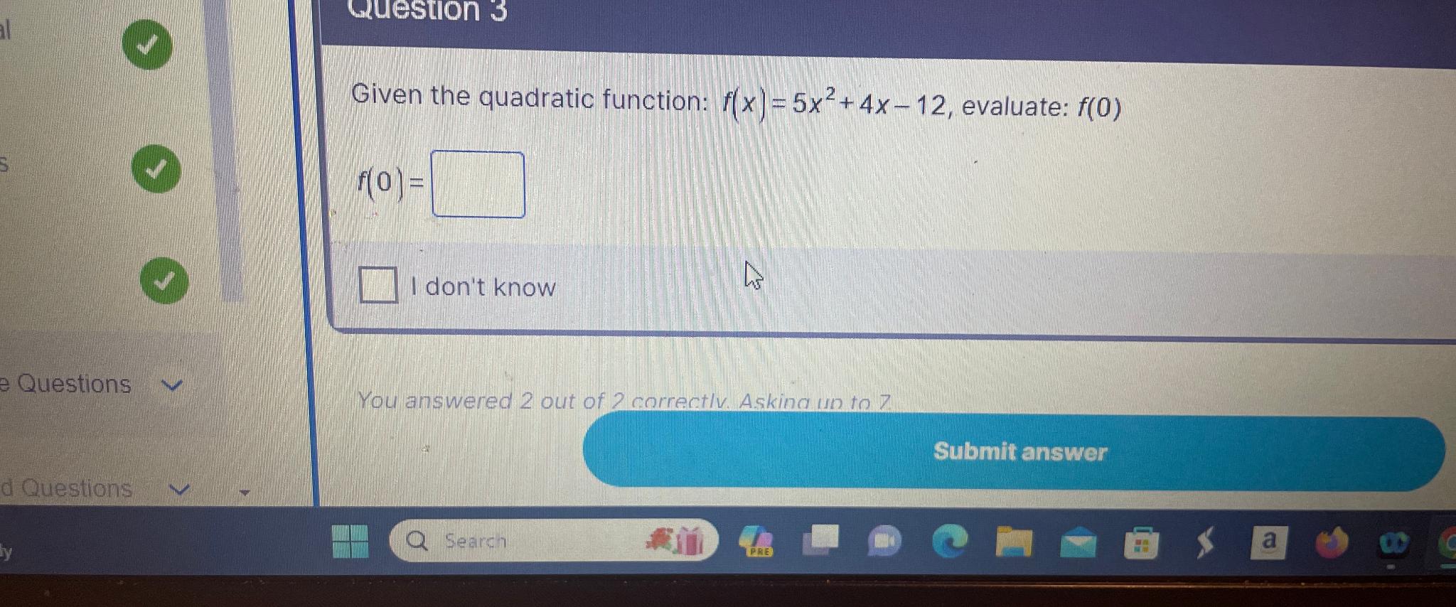 Solved Given the quadratic function: f(x)=5x2+4x-12, | Chegg.com
