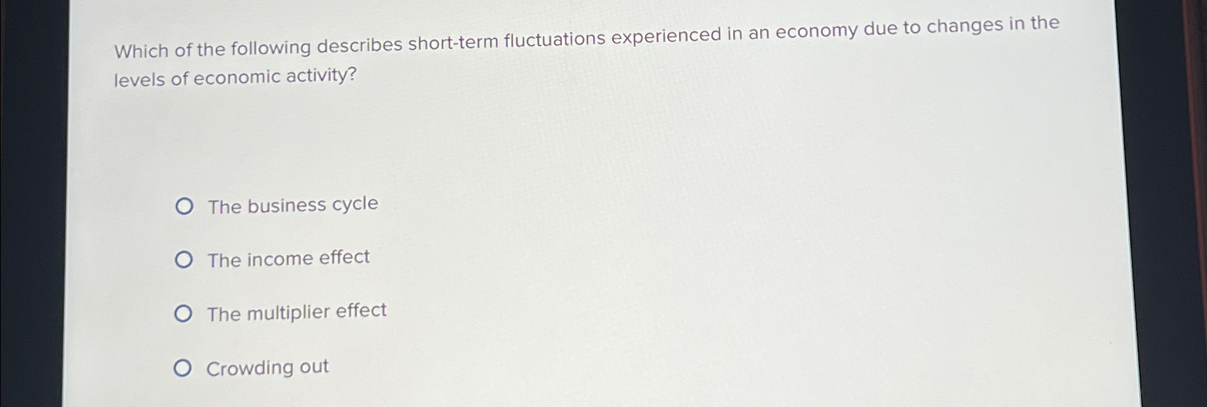 Solved Which of the following describes short-term | Chegg.com